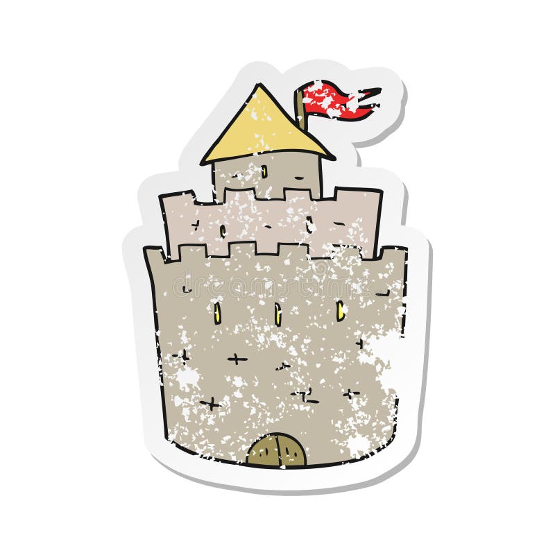 A Creative Retro Distressed Sticker of a Cartoon Castle Stock Vector ...