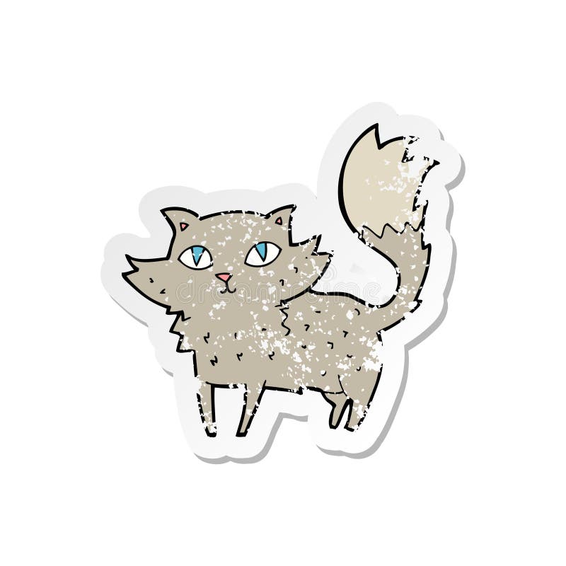 A Creative Retro Distressed Sticker of a Cartoon Cat Stock Vector ...