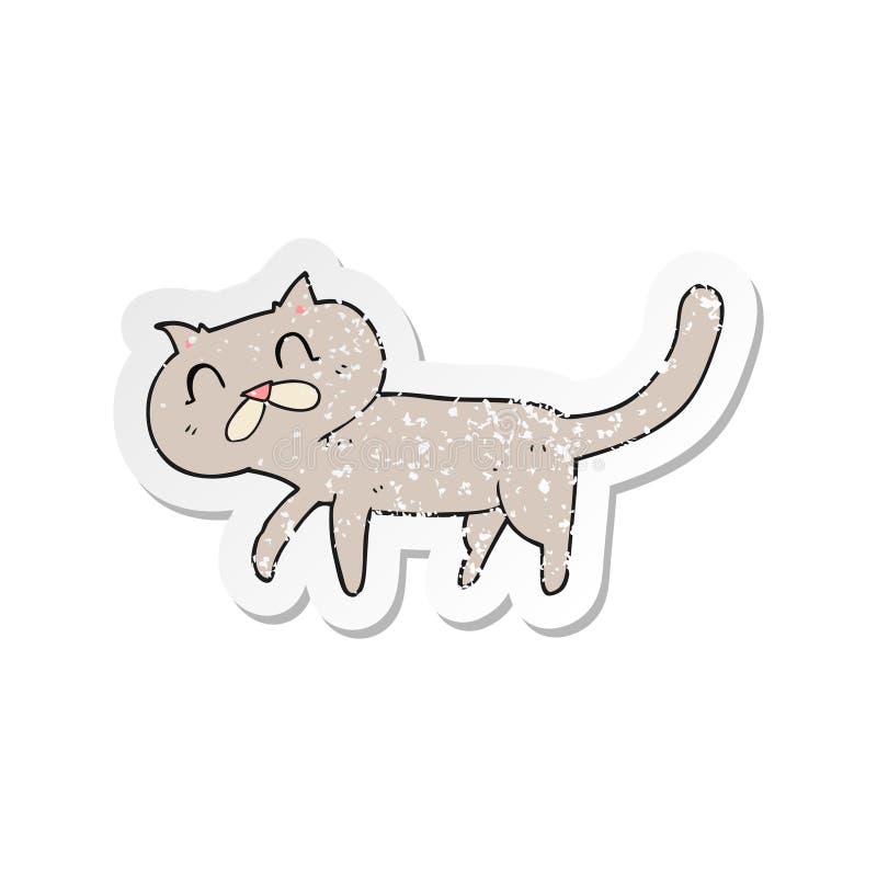 A Creative Retro Distressed Sticker of a Cartoon Cat Stock Vector ...