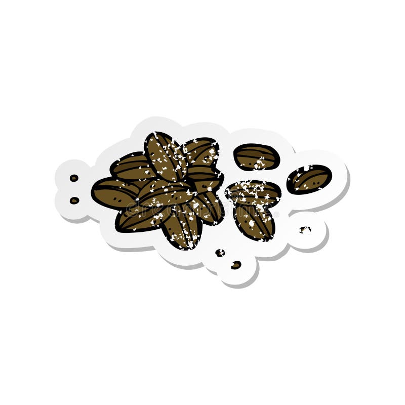 A Creative Retro Distressed Sticker of a Cartoon Coffee Beans Stock ...