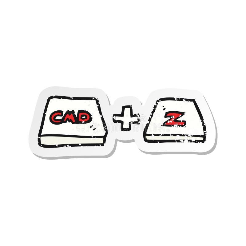 A Creative Retro Distressed Sticker of a Cartoon Command Z Function ...