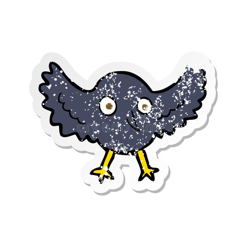A Creative Retro Distressed Sticker of a Cartoon Crow Stock Vector ...