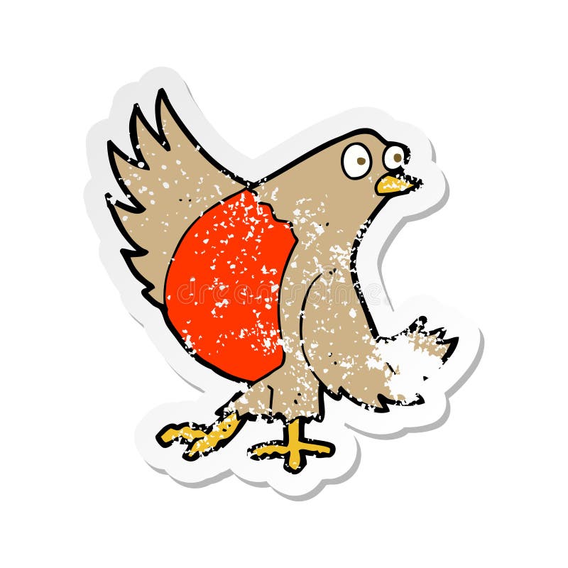 A Creative Retro Distressed Sticker of a Cartoon Dancing Robin Stock ...