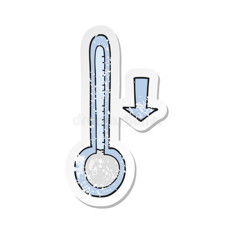 A Creative Retro Distressed Sticker of a Cartoon Dropping Temperature ...