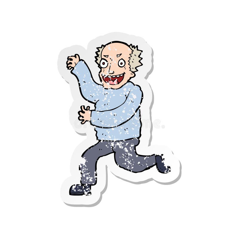 A Creative Retro Distressed Sticker of a Cartoon Evil Old Man Stock ...