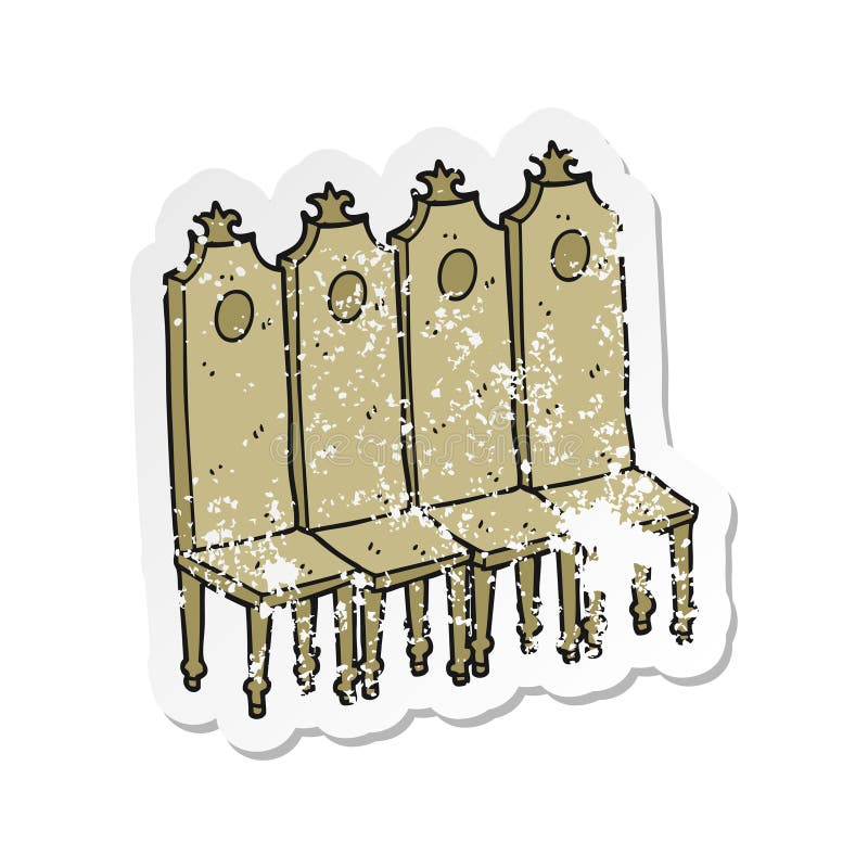 A Creative Retro Distressed Sticker of a Cartoon Fancy Chairs Stock ...