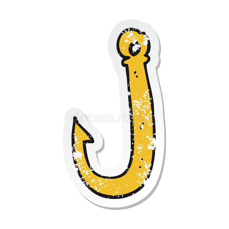 A Creative Retro Distressed Sticker of a Cartoon Fish Hook Stock Vector ...