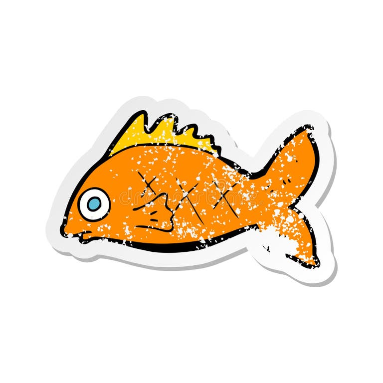 A Creative Retro Distressed Sticker of a Cartoon Fish Stock Vector ...