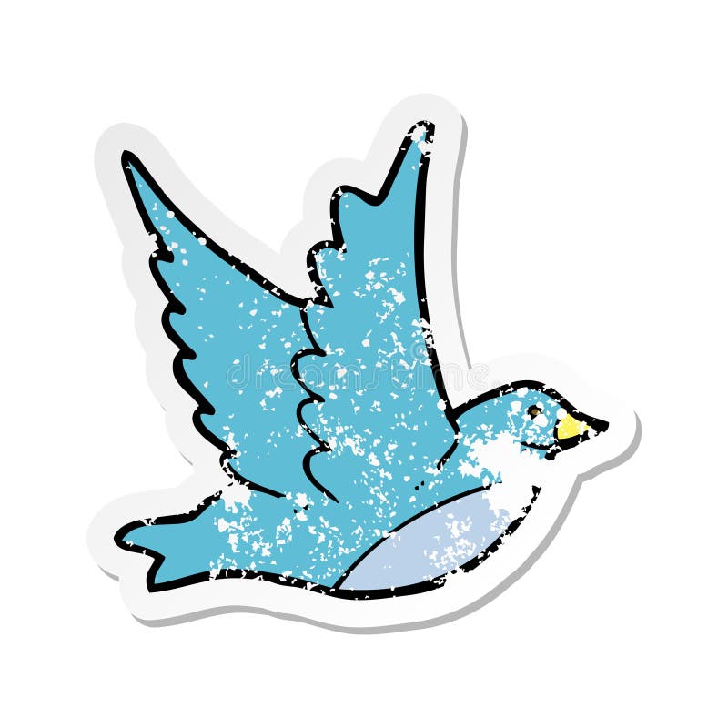 A Creative Retro Distressed Sticker of a Cartoon Flying Bird Stock ...