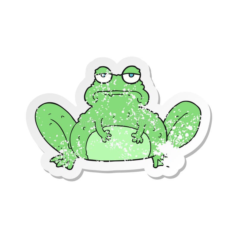 A Creative Retro Distressed Sticker of a Cartoon Frog Stock Vector ...