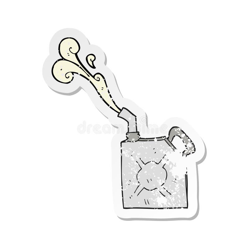 A Creative Retro Distressed Sticker of a Cartoon Fuel Can Stock Vector ...