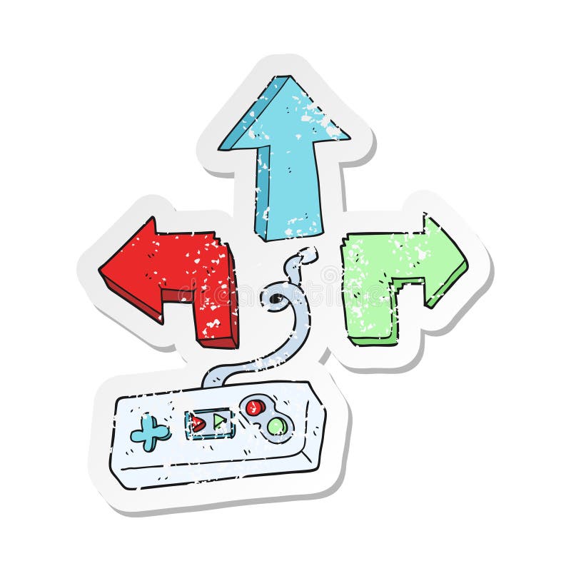 A Creative Retro Distressed Sticker of a Cartoon Game Controller Stock ...