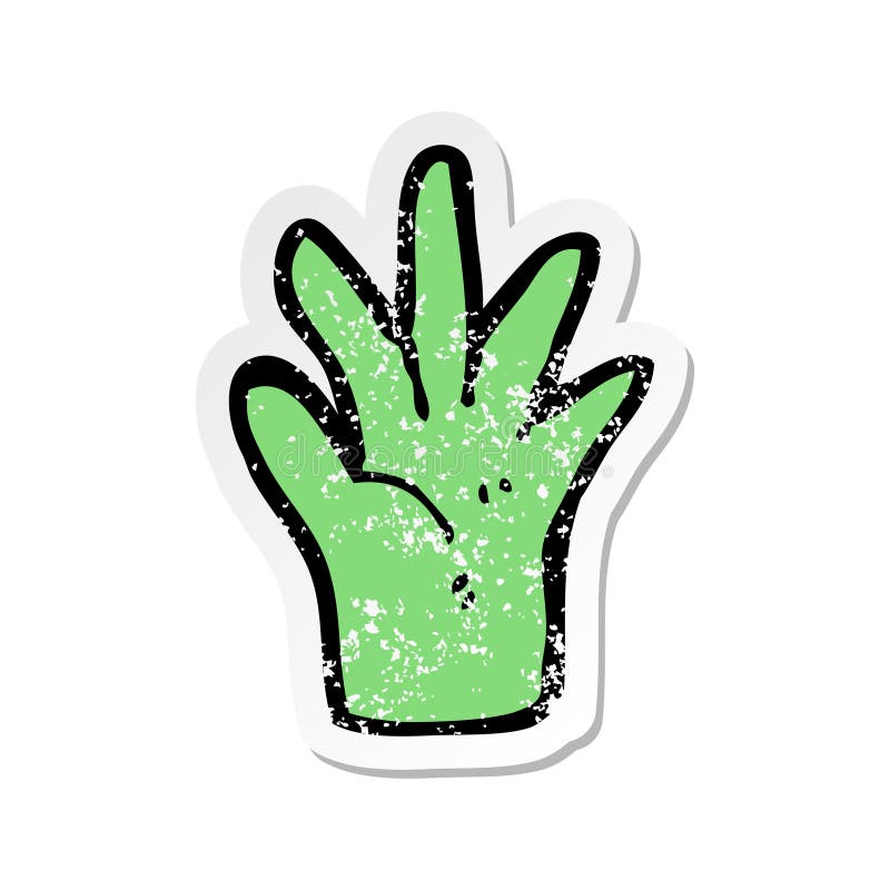 A Creative Retro Distressed Sticker of a Cartoon Green Hand Symbol ...