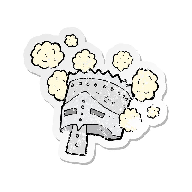 A Creative Retro Distressed Sticker of a Cartoon Helmet Stock Vector ...