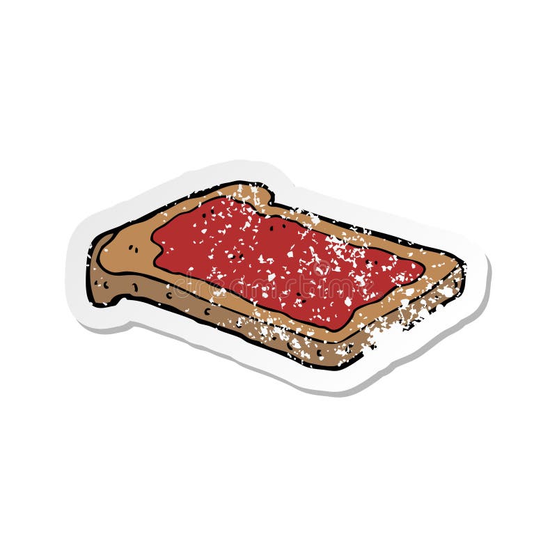 A Creative Retro Distressed Sticker of a Cartoon Jam on Toast Stock ...