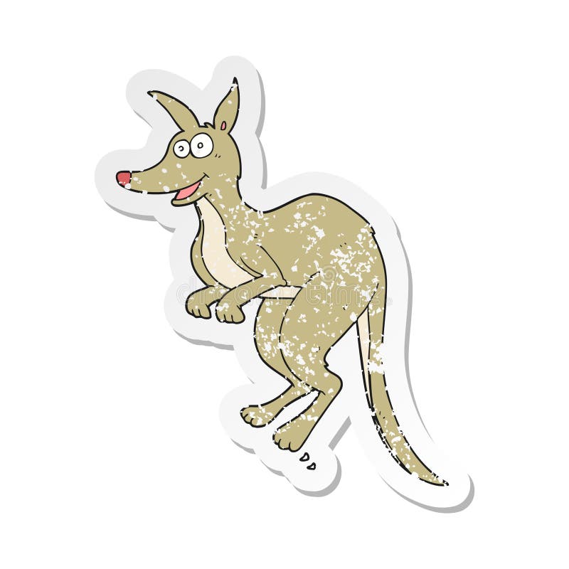 A Creative Retro Distressed Sticker of a Cartoon Kangaroo Stock Vector ...