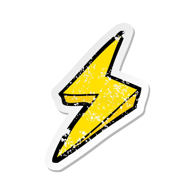 A Creative Retro Distressed Sticker of a Cartoon Lightning Bolt Symbol ...