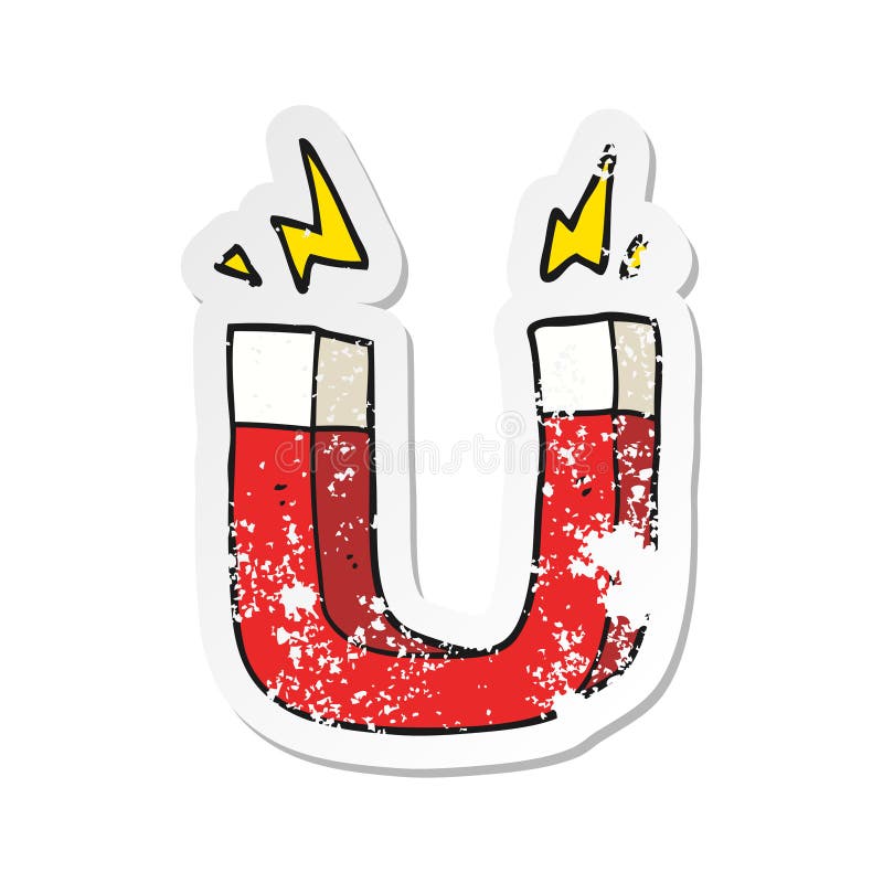 A Creative Retro Distressed Sticker of a Cartoon Magnet Stock Vector ...