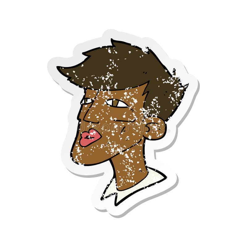 A Creative Retro Distressed Sticker of a Cartoon Male Model Guy Stock ...