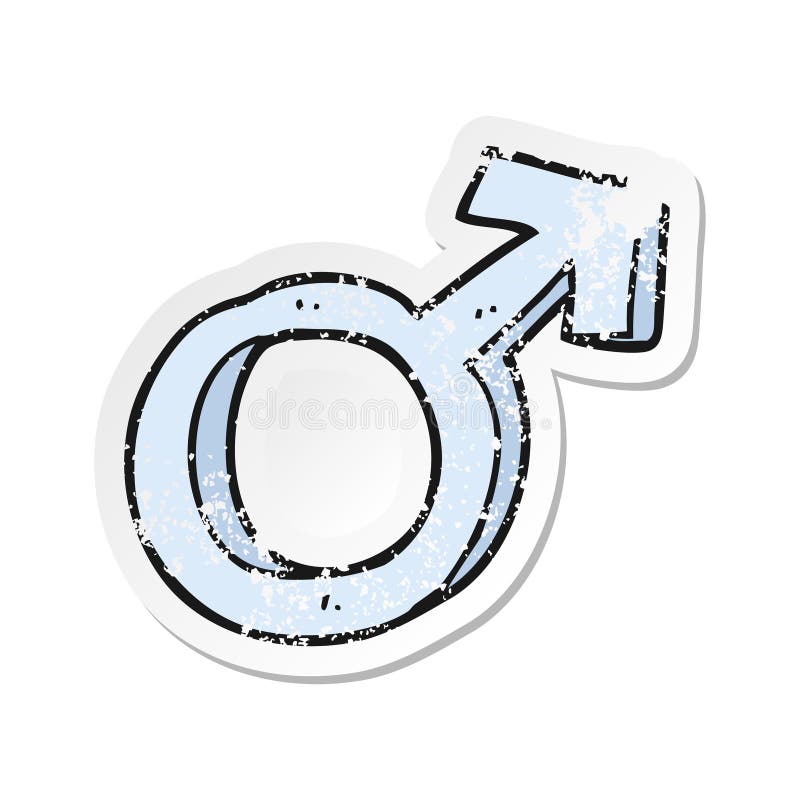 A Creative Retro Distressed Sticker of a Cartoon Male Symbol Stock ...
