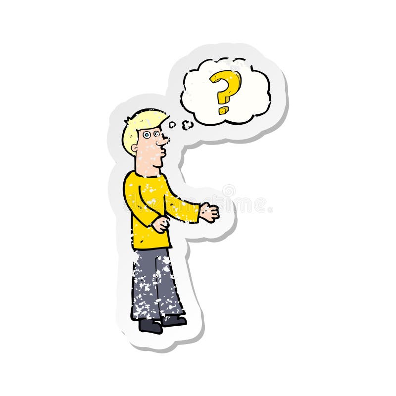 Sticker Man Male Asking Question Cartoon Art Illustration Artwork ...