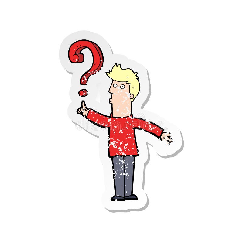 Sticker Man Male Asking Question Cartoon Art Illustration Artwork ...