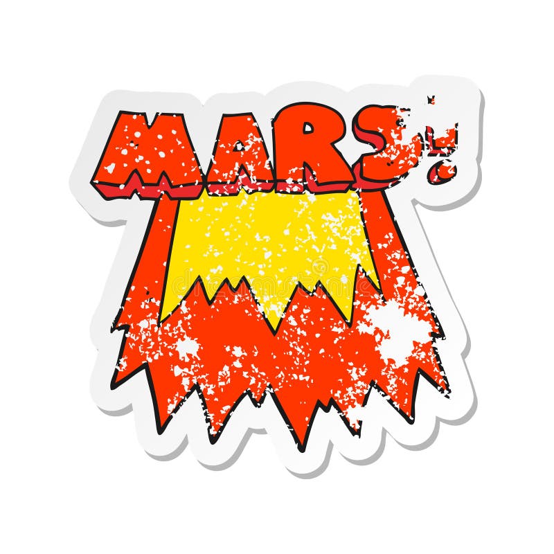 A Creative Retro Distressed Sticker of a Cartoon Mars Text Symbol Stock ...