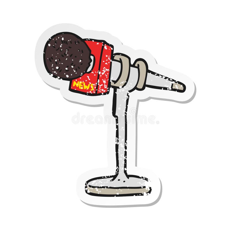 A Creative Retro Distressed Sticker of a Cartoon Microphone Stock ...