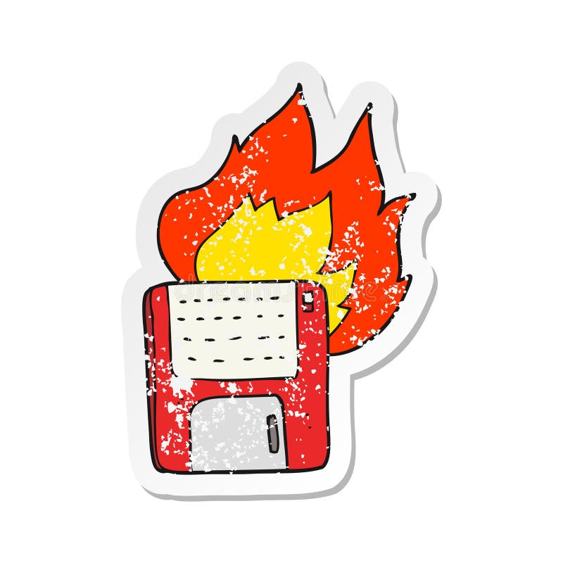 A Creative Retro Distressed Sticker of a Cartoon Old Computer Disk ...