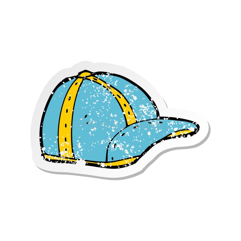 A Creative Retro Distressed Sticker of a Cartoon Old School Cap Stock ...