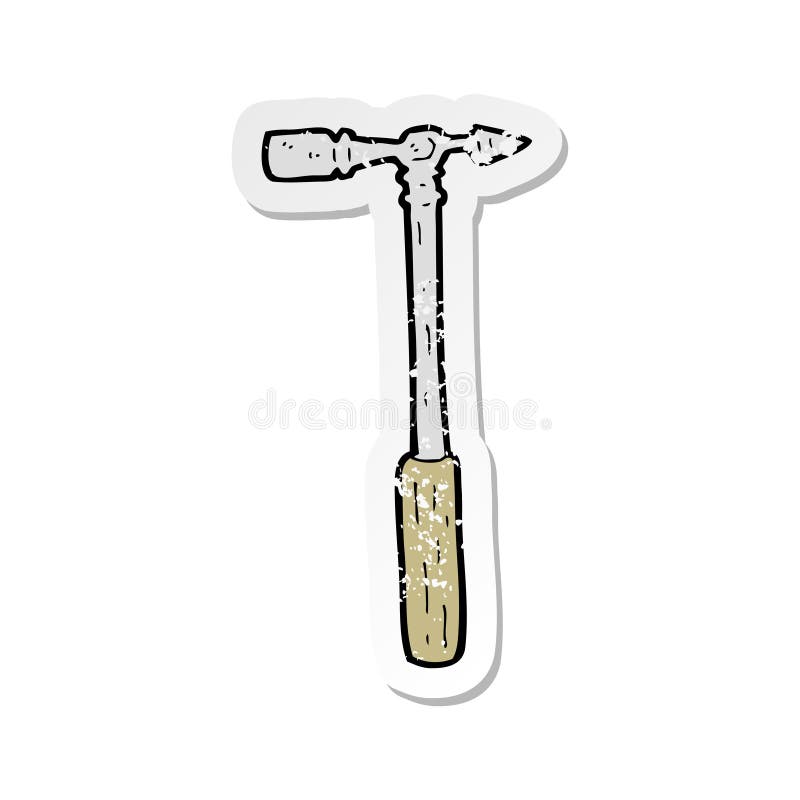 A Creative Retro Distressed Sticker of a Cartoon Pin Hammer Stock ...