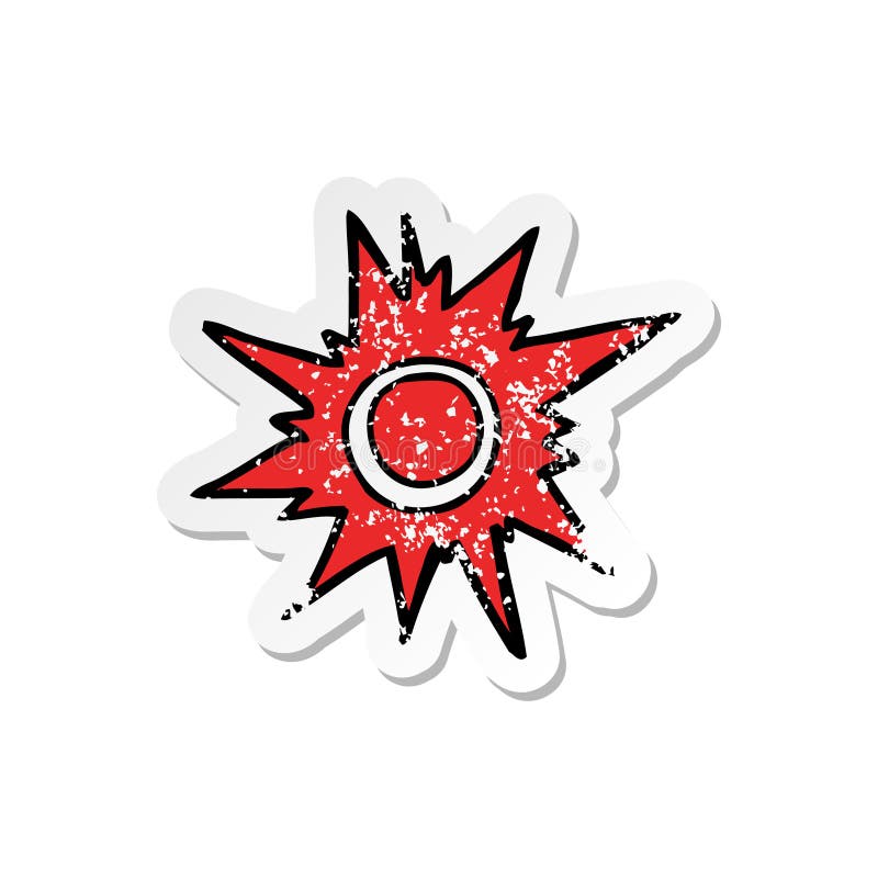 A Creative Retro Distressed Sticker of a Cartoon Push Button Stock ...