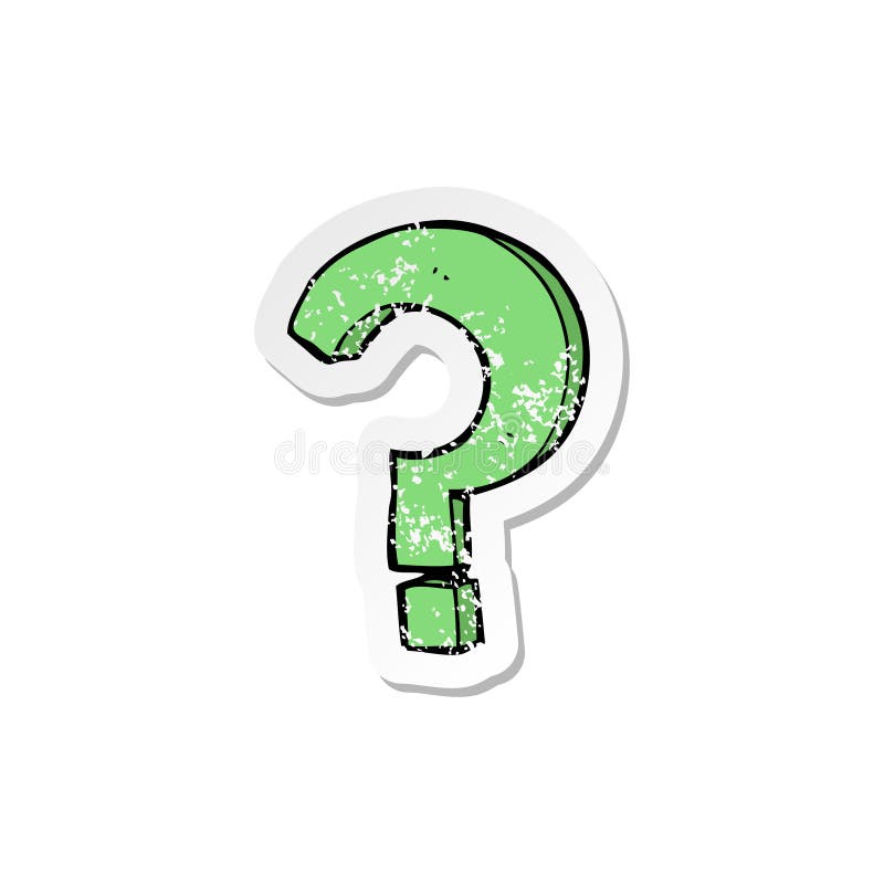 A Creative Retro Distressed Sticker of a Cartoon Question Mark Stock ...