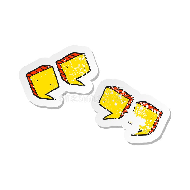 A Creative Retro Distressed Sticker of a Cartoon Quotation Marks Stock ...