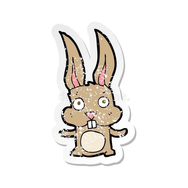 A Creative Retro Distressed Sticker of a Cartoon Rabbit Stock Vector ...