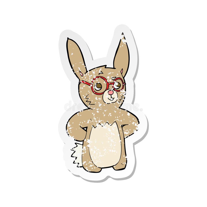 A Creative Retro Distressed Sticker of a Cartoon Rabbit Wearing ...
