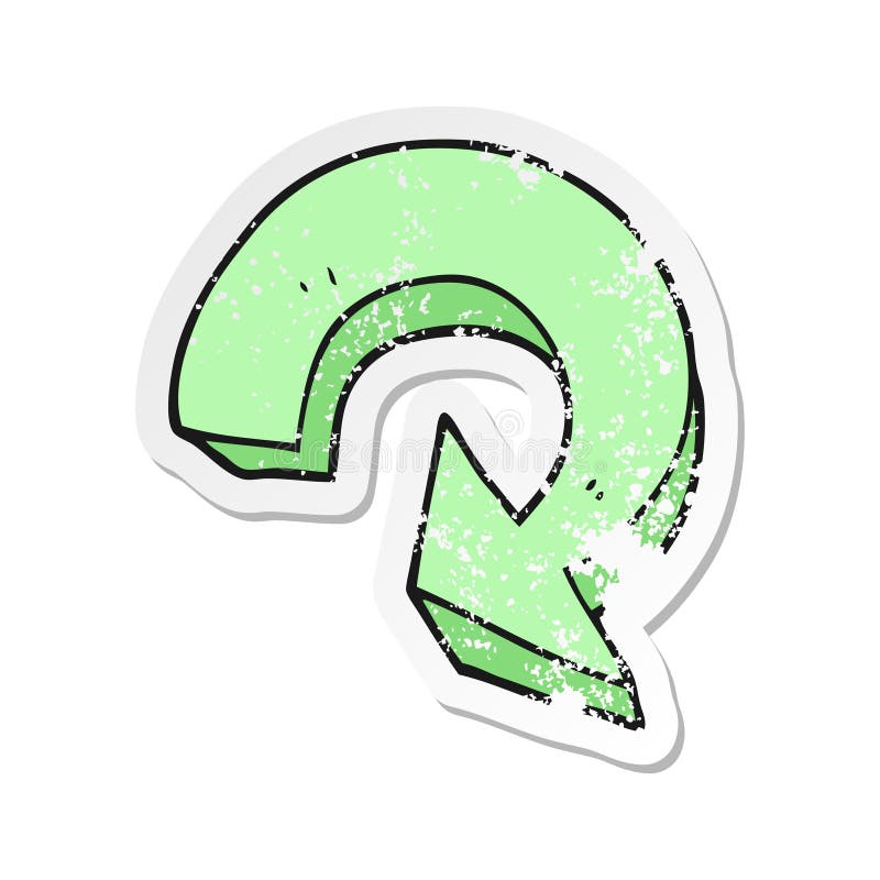 A Creative Retro Distressed Sticker of a Cartoon Recycling Arrow Stock ...