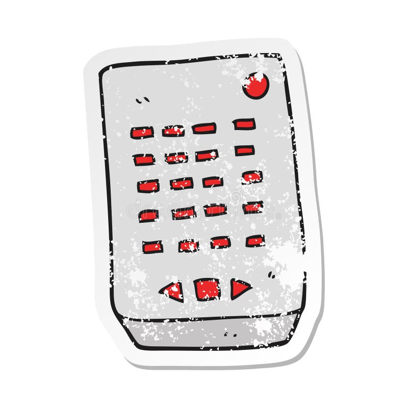 A Creative Retro Distressed Sticker of a Cartoon Remote Control Stock ...