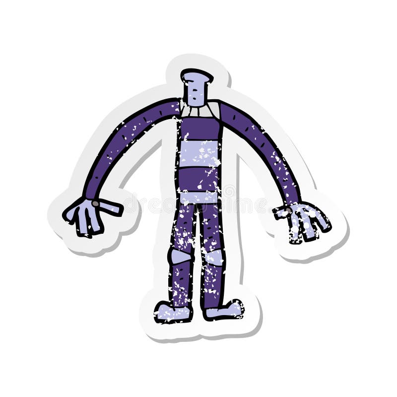 A Creative Retro Distressed Sticker of a Cartoon Robot Body Stock ...