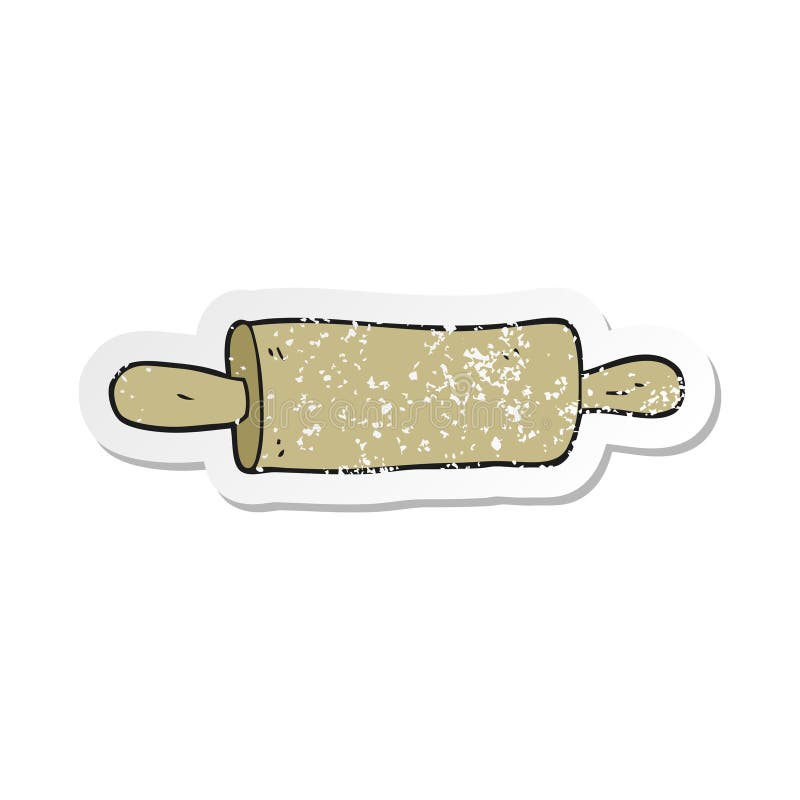 A Creative Retro Distressed Sticker of a Cartoon Rolling Pin Stock ...