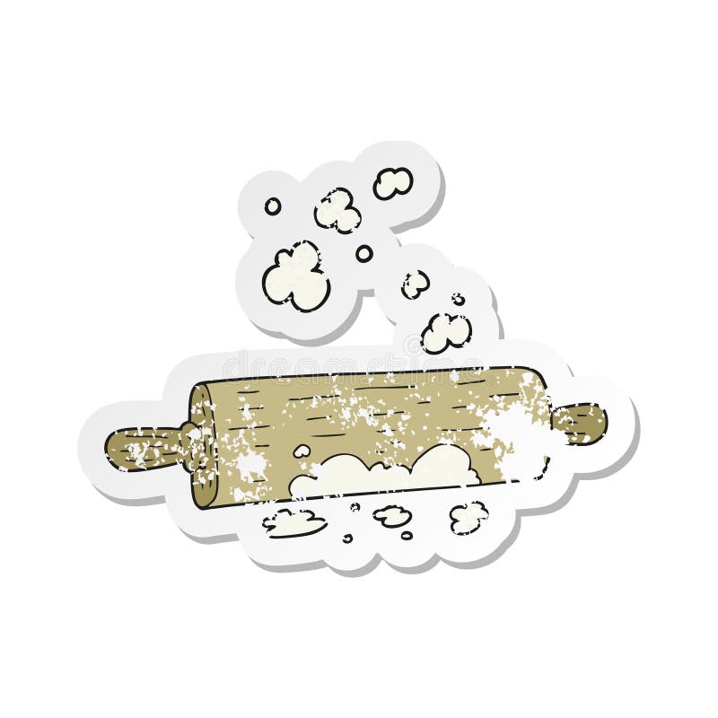 A Creative Retro Distressed Sticker of a Cartoon Rolling Pin Stock ...