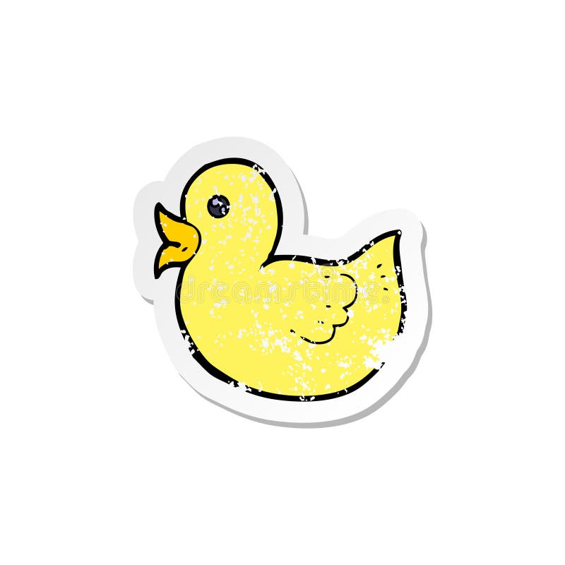 A Creative Retro Distressed Sticker of a Cartoon Rubber Duck Stock ...