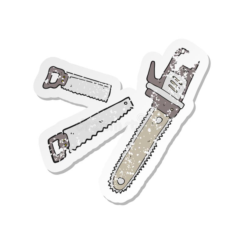 A Creative Retro Distressed Sticker of a Cartoon Saws Stock Vector ...