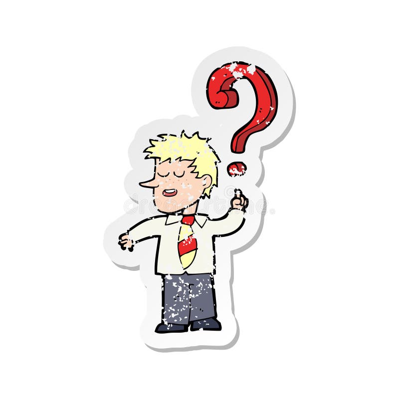Sticker Man Male Asking Question Cartoon Art Illustration Artwork ...