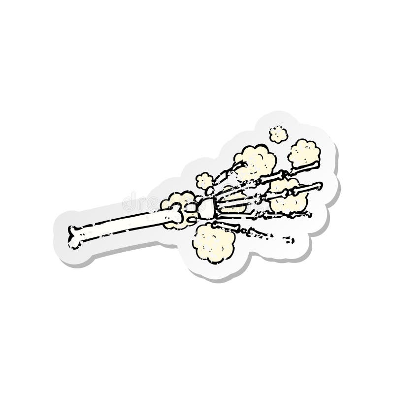 A Creative Retro Distressed Sticker of a Cartoon Skeleton Hand Stock ...