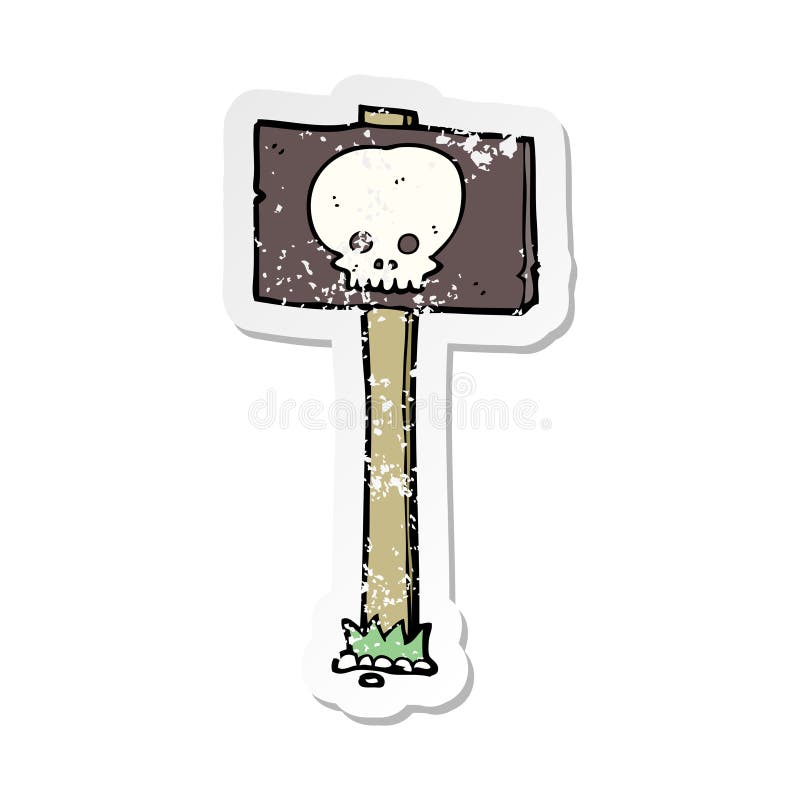 A Creative Retro Distressed Sticker of a Cartoon Spooky Sign Post Stock ...