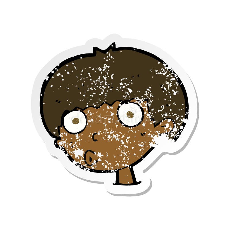A Creative Retro Distressed Sticker of a Cartoon Surprised Boy Stock ...