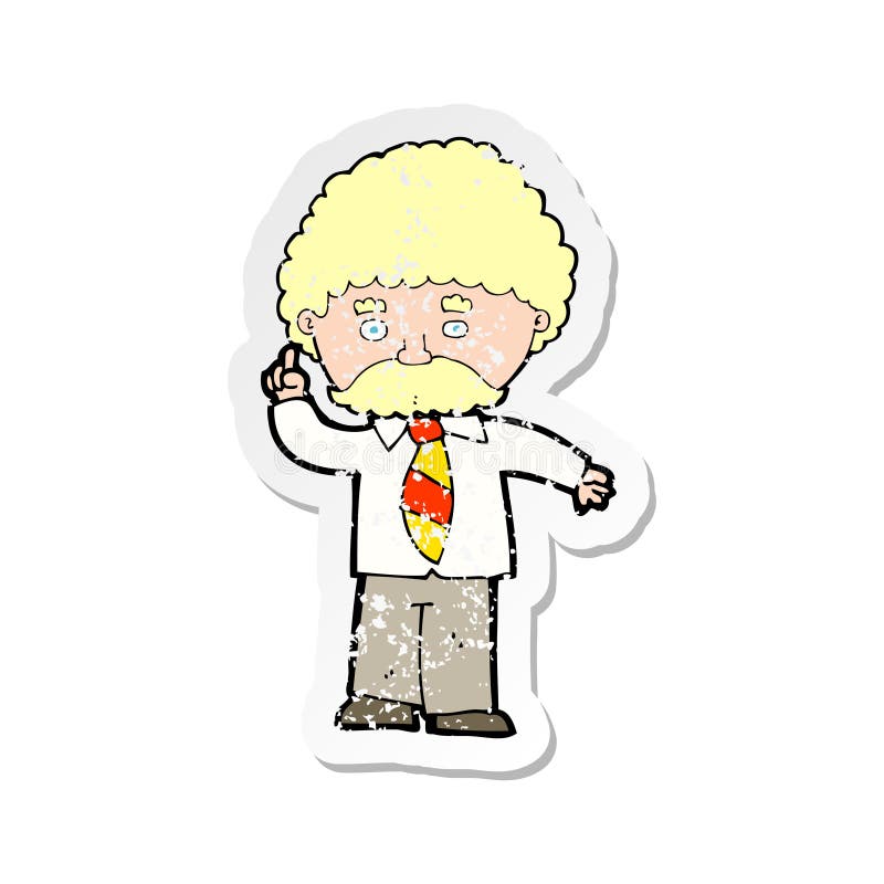 Sticker Man Male Teacher Mustache Teaching Cartoon Character Cheerful ...