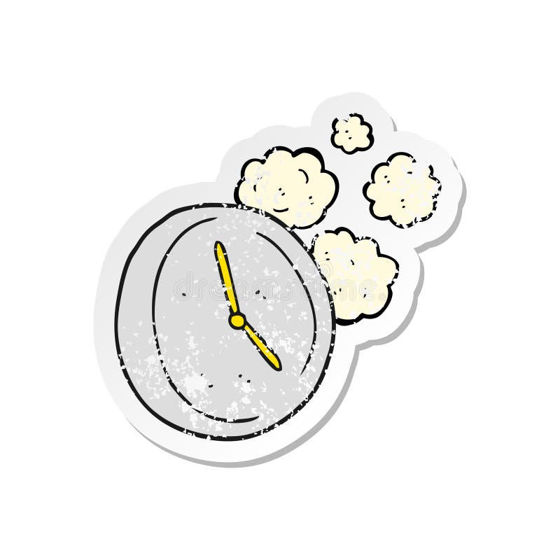 A Creative Retro Distressed Sticker of a Cartoon Ticking Clock Stock ...
