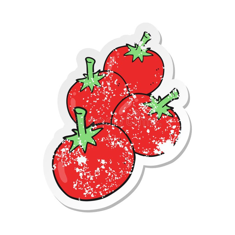 A Creative Retro Distressed Sticker of a Cartoon Tomato Stock Vector ...